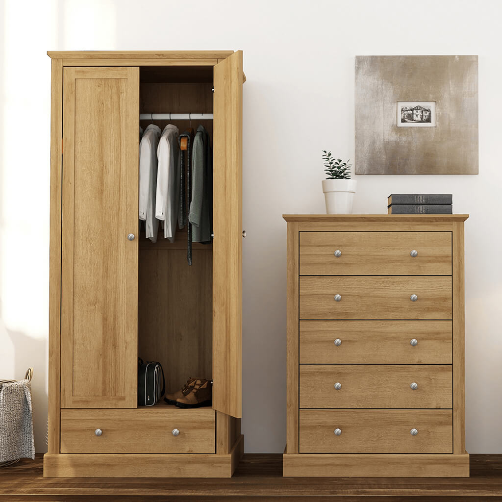 Devon Oak Double Wardrobe (DEVROBE2DOAK*) - L.P.D – Interior Home Decor